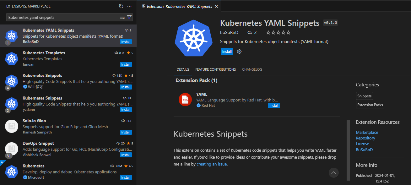 VS Code - Kubernetes snippets 사용하기 - Kubernetes and beyond